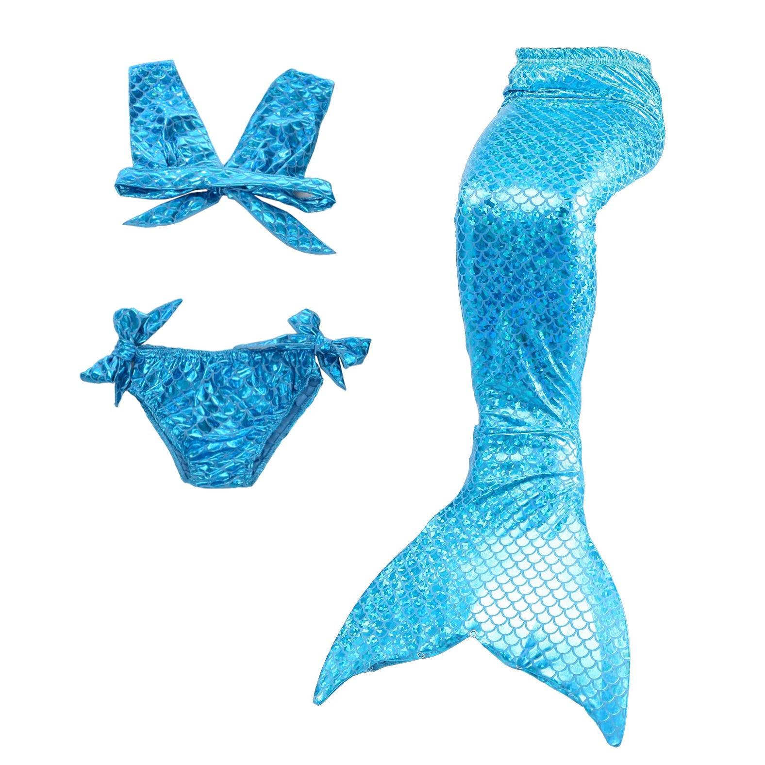 Girls Mermaid Tails Bathing Suit 3 Pieces Bikini Set Swimwear Swimsuit ...