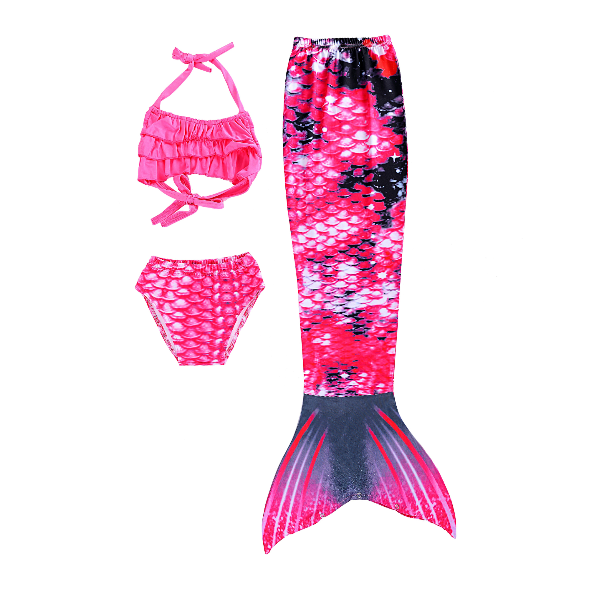 Girls Mermaid Tails Bathing Suit 3 Pieces Bikini Set Swimwear Swimsuit ...